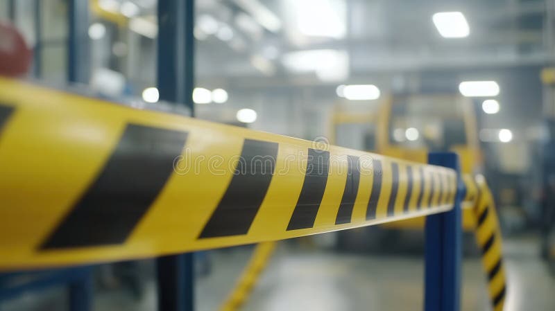 Caution Tape in Manufacturing Setting Striped Barrier Marking Safety ...