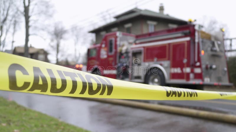 Caution Tape Near a Fire Truck (1 of 3) Stock Footage - Video of ...