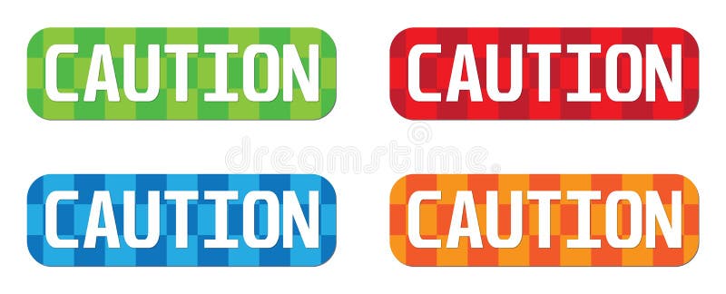 CAUTION Text, on Rectangle, Zig Zag Pattern Stamp Sign. Stock ...