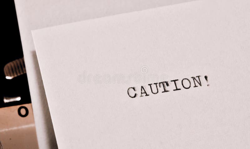 Caution Text Typed on Old Black Typwriter Stock Photo - Image of ...