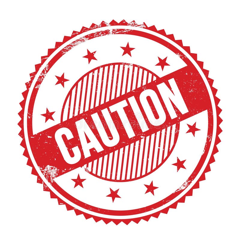 CAUTION Text Written on Red Grungy Round Stamp Stock Illustration ...