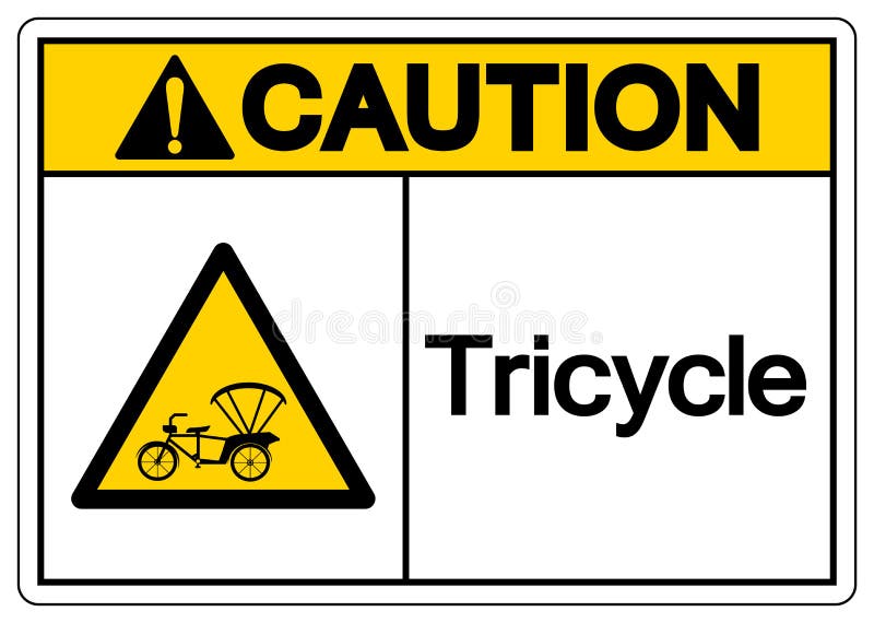Caution Tricycle Symbol Sign,Vector Illustration, Isolate on White ...