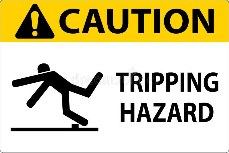 Caution Tripping Hazard Label Sign on White Background Stock Vector ...