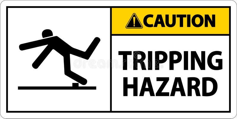 Caution Tripping Hazard Label Sign on White Background Stock Vector ...