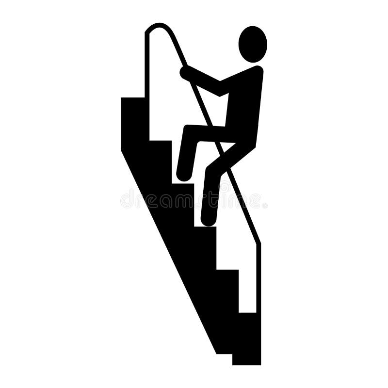Caution Walk Down Stairs Backwards Sign Stock Vector - Illustration of ...