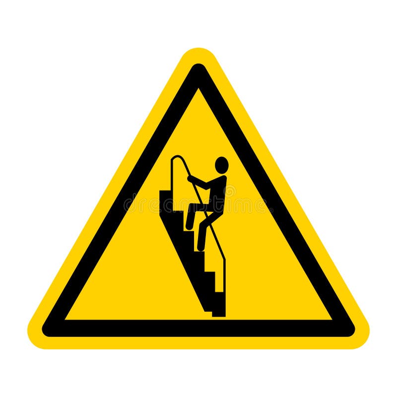 Caution Walk Down Stairs Backwards Sign Stock Vector - Illustration of ...