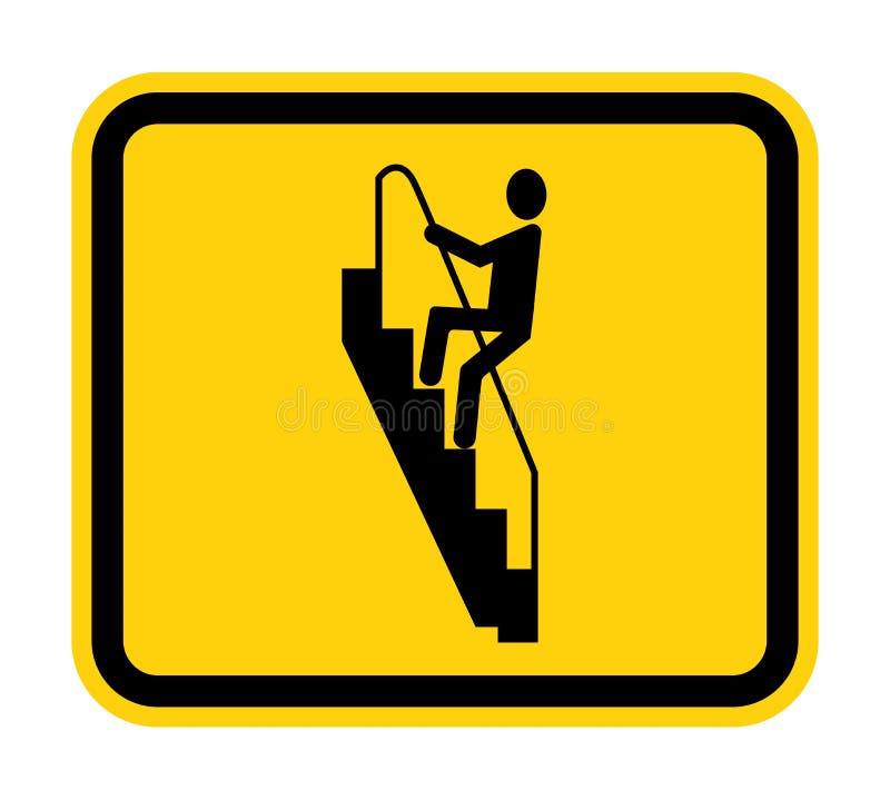 Caution Walk Down Stairs Backwards Sign Stock Vector - Illustration of ...