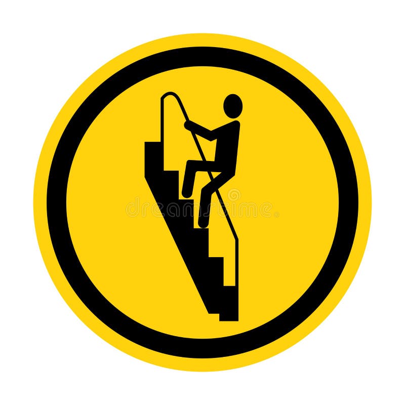 Caution Walk Down Stairs Backwards Sign Stock Vector - Illustration of ...