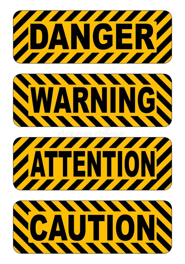 Attention Danger Set of Red Frames with Text Warning Danger Alarm Pop ...