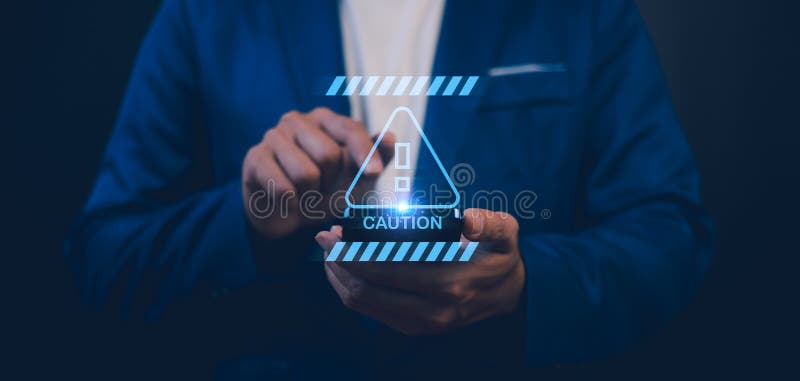 Caution Warning Sign Indicates a Potential Error Danger in the Digital ...