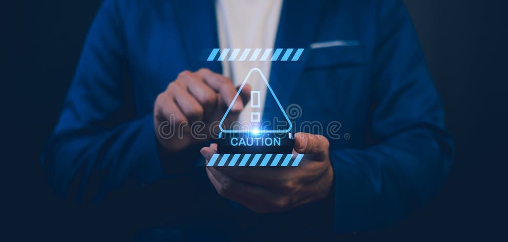 Caution Warning Sign Indicates a Potential Error Danger in the Digital ...