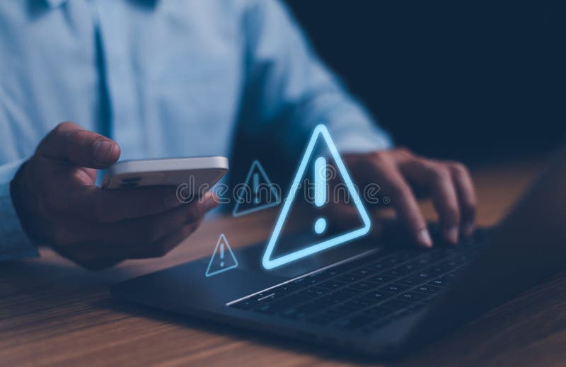 Caution Warning Sign Indicates a Potential Error Danger in the Digital ...