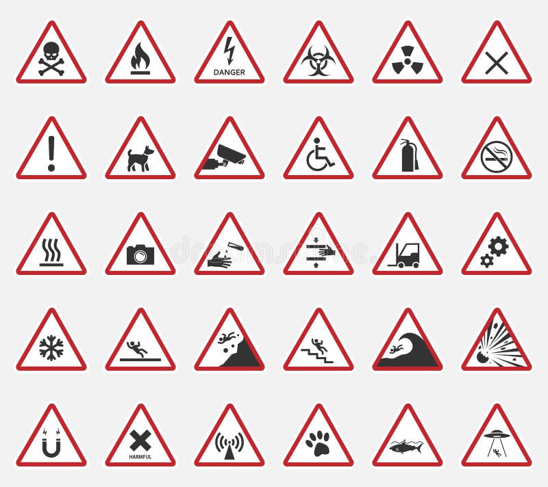 Caution Icons, Warning Signs Stock Vector - Illustration of icon ...