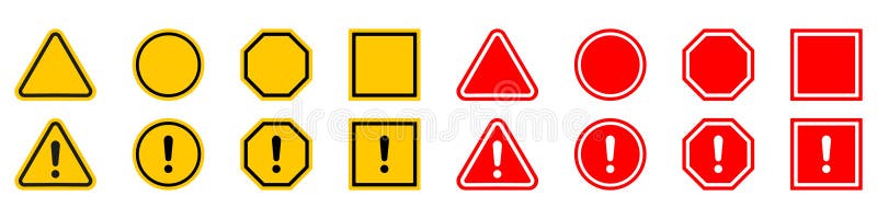 Caution Warning Signs Set. Exclamation Marks Stock Vector ...