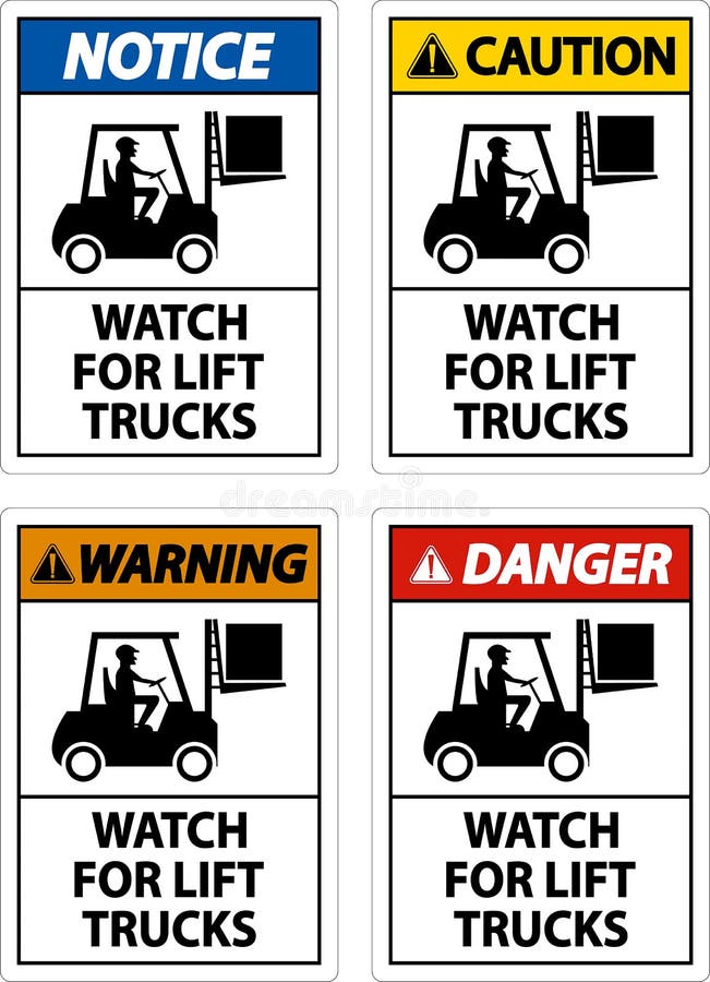 Caution Watch for Lift Trucks Sign on White Background Stock Vector ...