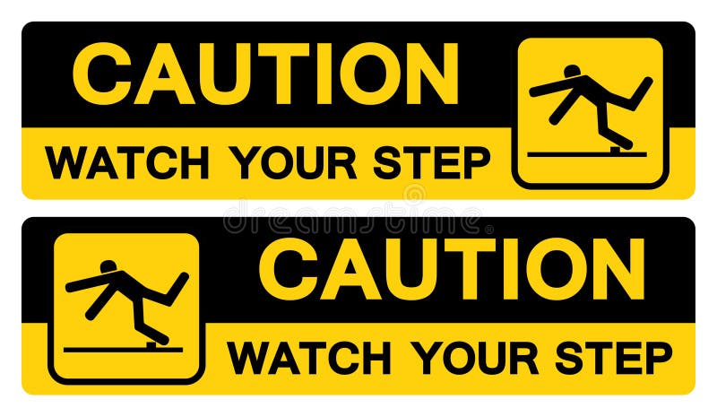 Caution Watch Your Step Sign on White Background Stock Vector ...