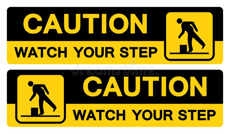 Caution Watch Your Step Sign on White Background Stock Vector ...