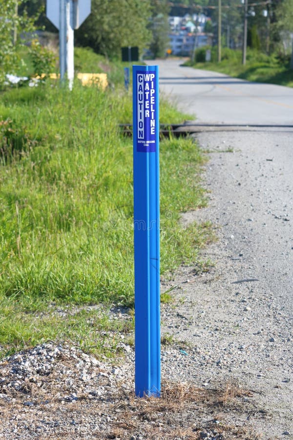 Caution Water Pipeline Sign Stock Image - Image of plastic, caution ...