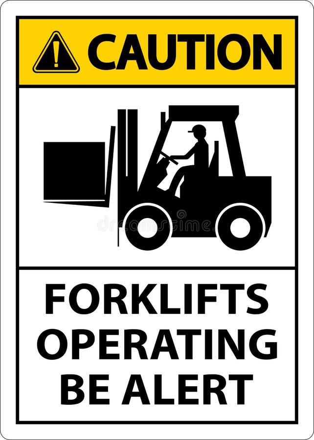 Caution 2-Way Forklifts Operating Sign on White Background Stock Vector ...