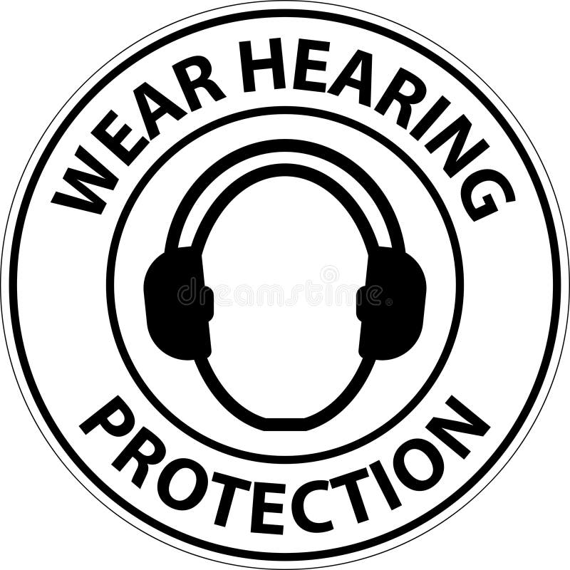 Hearing and Eye Protection Sign on White Background Stock Vector ...
