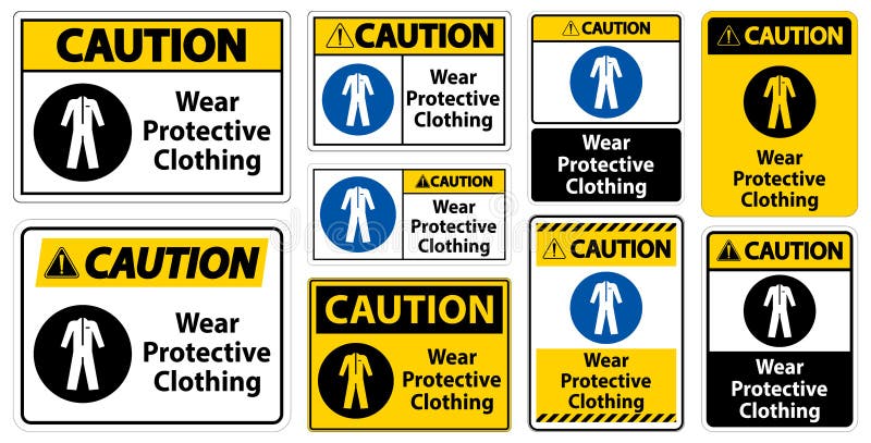 Caution Wear Protective Clothing Sign on White Background Stock Vector ...