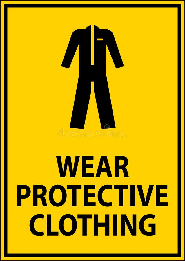 Caution Wear Protective Clothing Sign on White Background Stock Vector ...