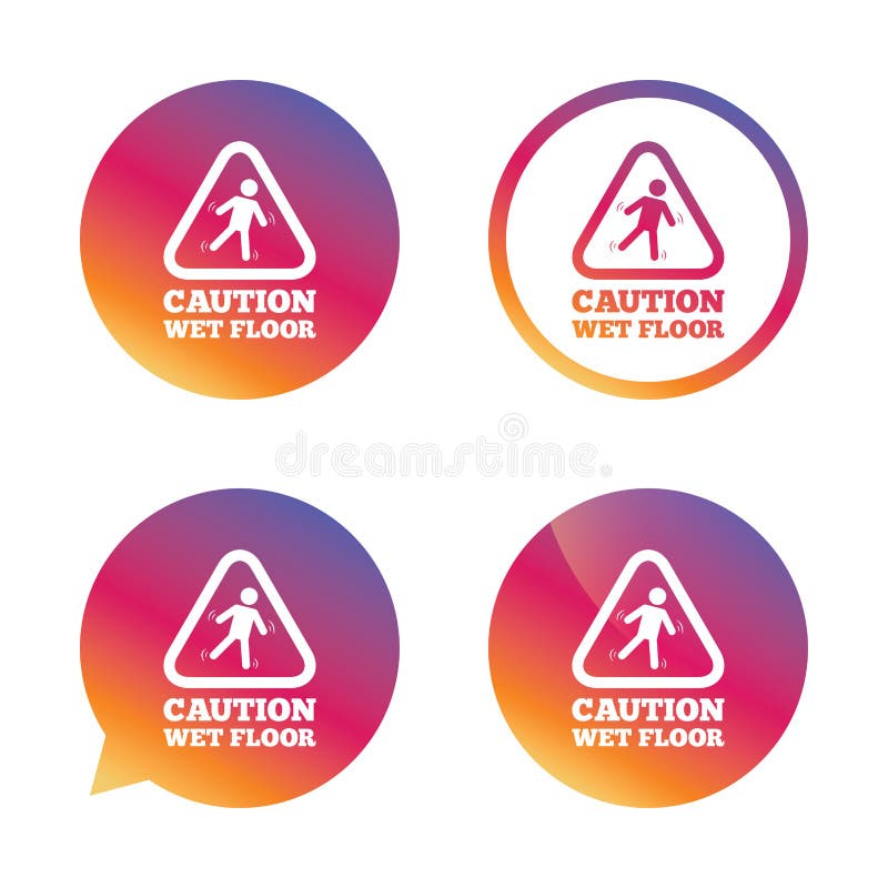 Caution Wet Floor Icon. Human Falling Symbol. Stock Vector ...