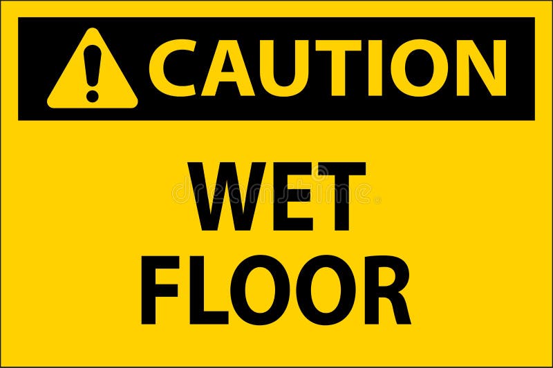 Caution Wet Floor Label Sign on White Background Stock Vector ...