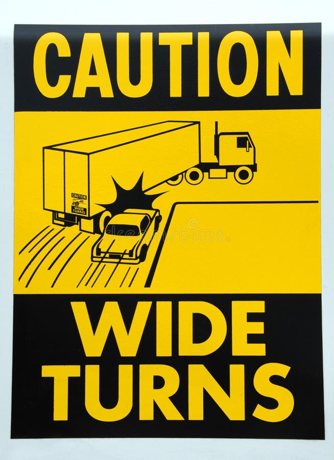 Caution Wide Turns stock image. Image of caution, vehicle - 6107015