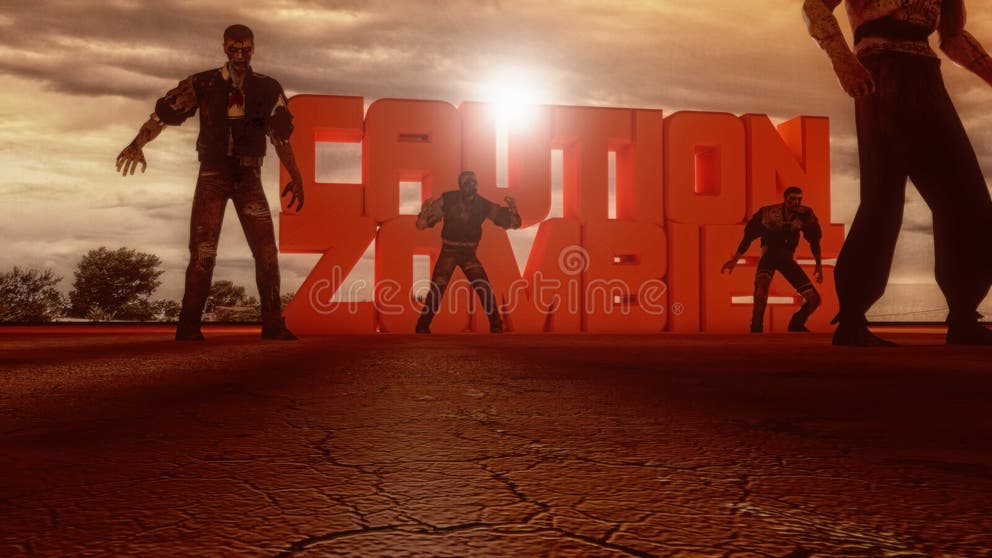 Caution zombies alert stock illustration. Illustration of cruel - 50299899