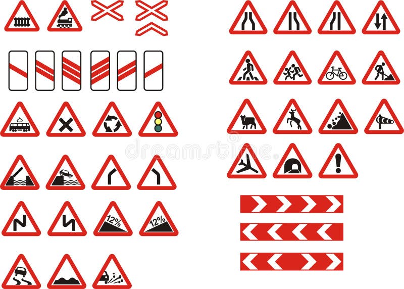 Road Traffic Cautionary Signs Showing Accident Zone Ahead