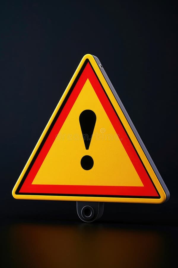 A Cautionary Warning Sign on a Black Background, Suitable for Safety ...