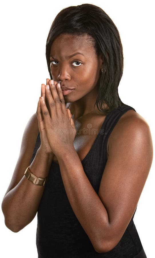 Cautious Black Woman stock photo. Image of isolated, nose - 26033778