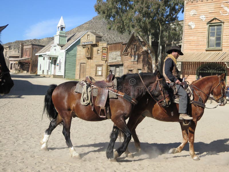 Cavalier De Cheval Sur L'ensemble De Film Image stock éditorial - Image ...