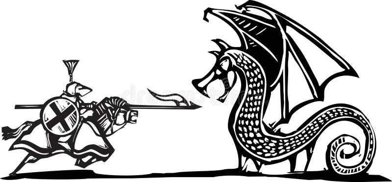 Cavaliere e drago montati illustrazione vettoriale. Illustrazione di ...