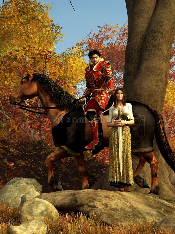 Cavaliere e signora rossi illustrazione di stock. Illustrazione di ...