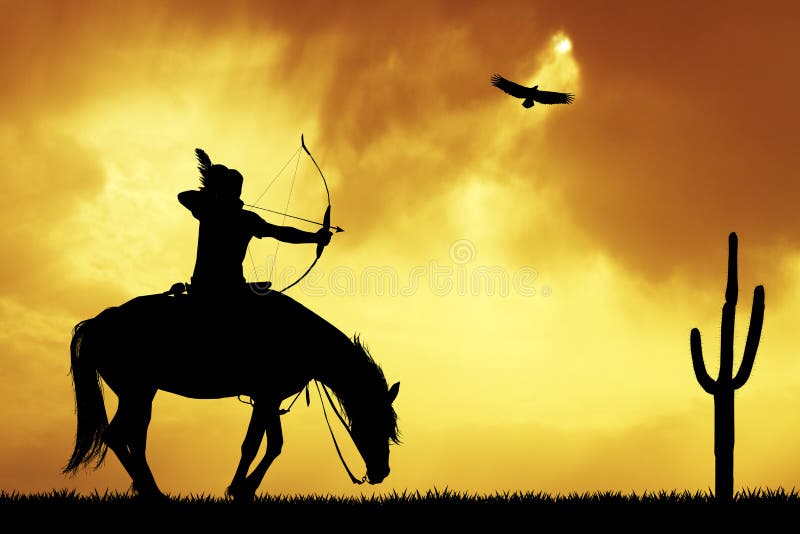 Cavalo louco no por do sol ilustração stock. Ilustração de tribo - 45423104