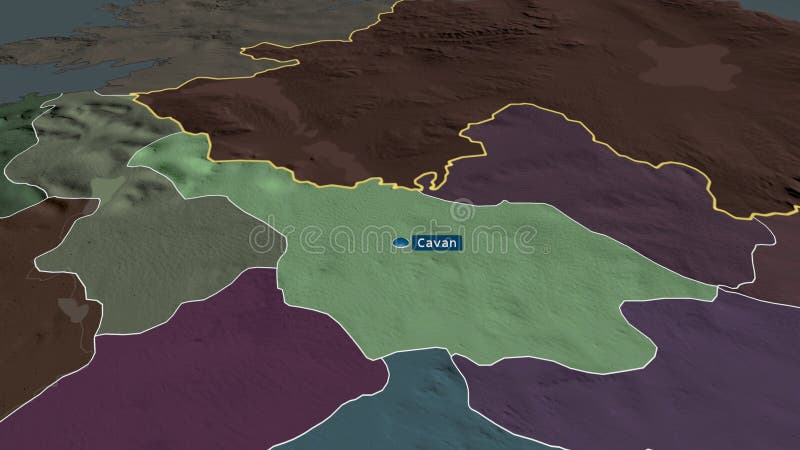 Cavan, Ireland - Highlighted with Capital. Administrative Stock ...