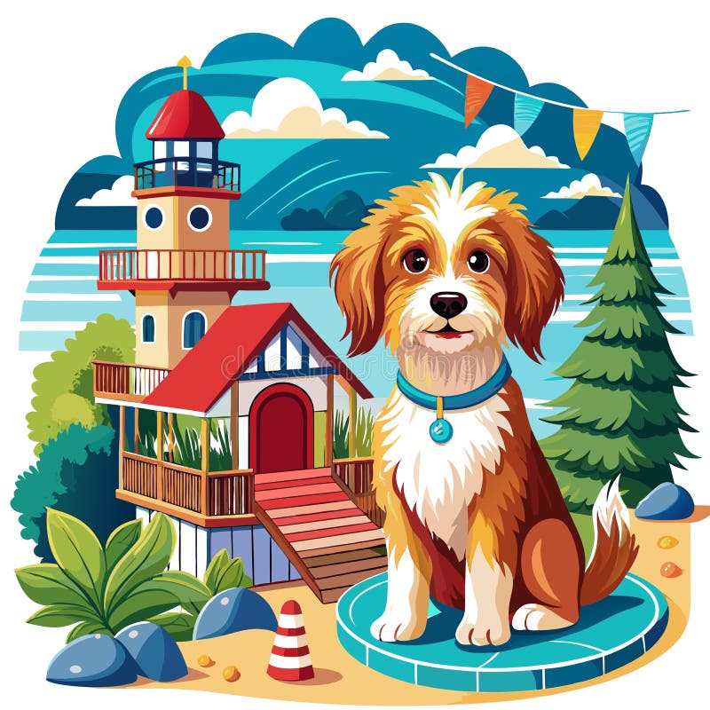 Cavapoo Dog Friendly Stay Sea Vector Stock Vector - Illustration of ...