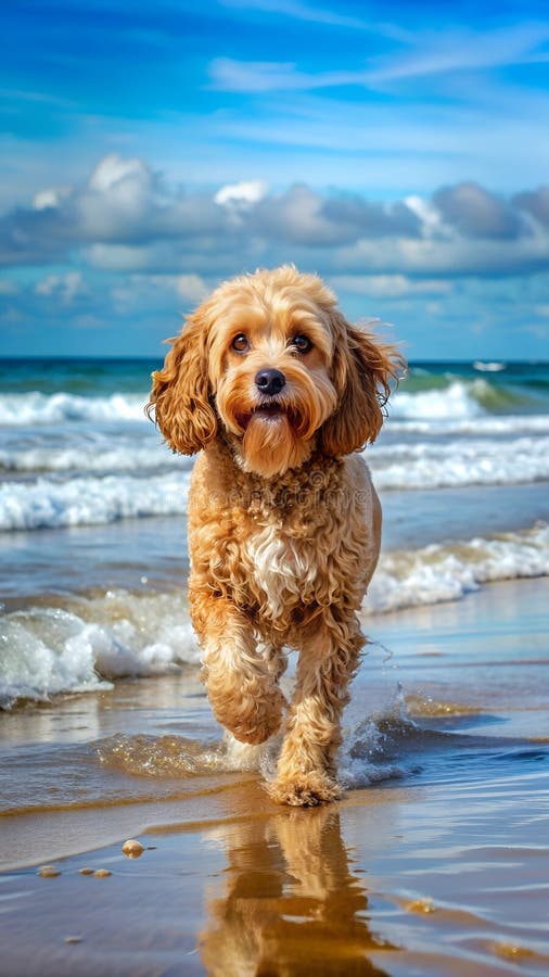 Cavapoo dog goes sea stock illustration. Illustration of graphic ...