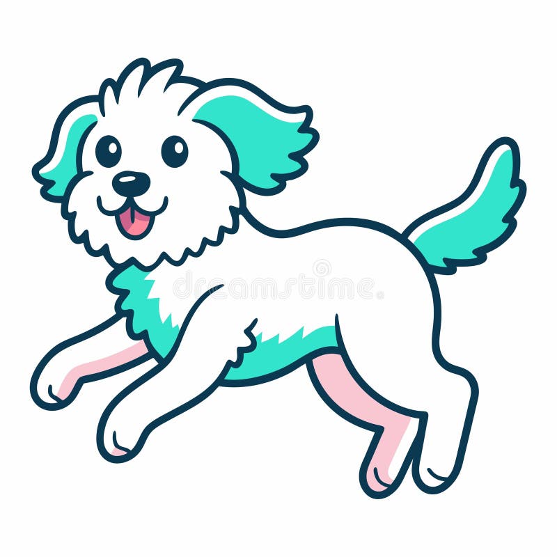 Cavapoo dog jumps kawaii stock vector. Illustration of silhouette ...