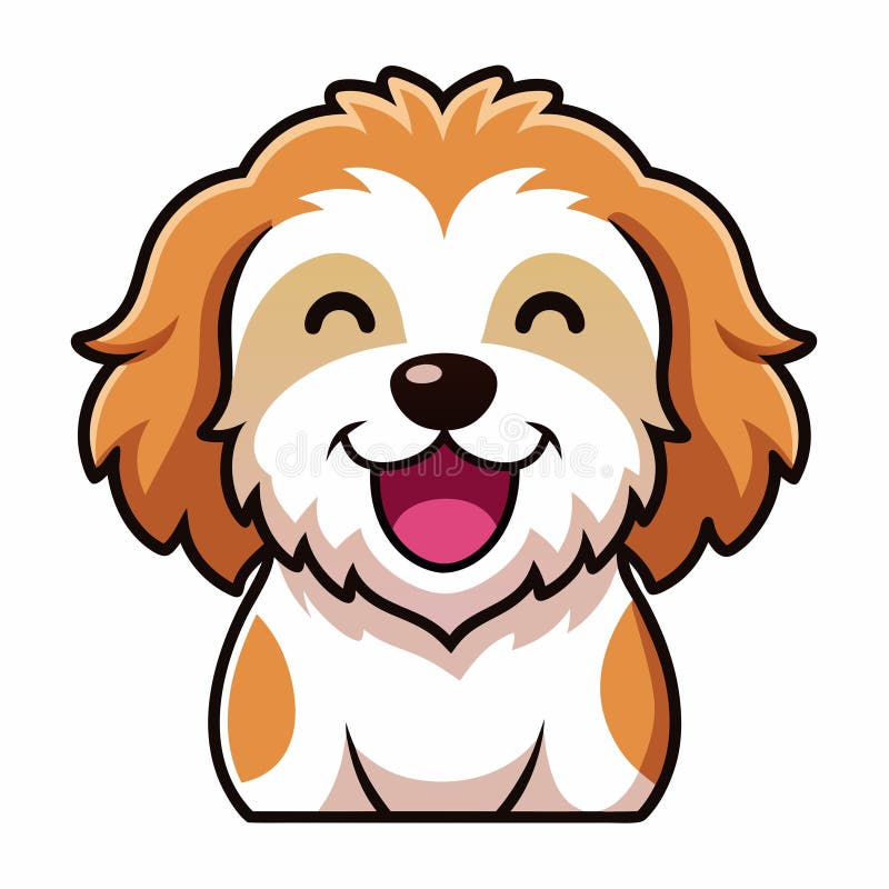 Cavapoo dog laughs kawaii stock vector. Illustration of silhouette ...