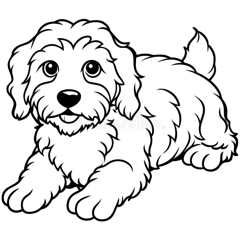 Cavapoo Dog Lies Icon Vector Stock Vector - Illustration of sticker ...