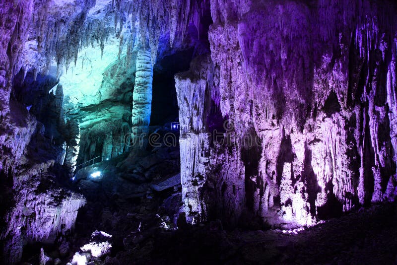 Snow Jade Cave, Fengdu China Stalactite Formation Stock Image - Image ...