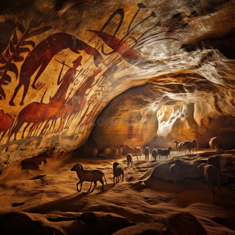 Cave Art stock illustration. Illustration of animals - 293698612
