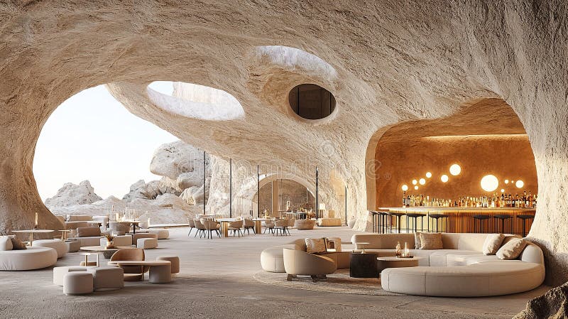 Cave Bar Lounge with Ocean View at Sunrise Stock Image - Image of ...