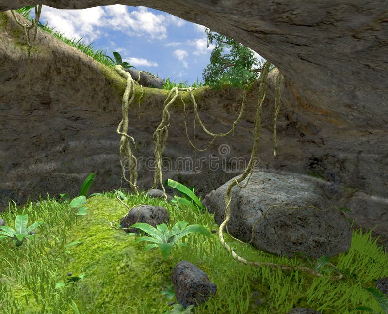 The Cave stock image. Image of landscape, fern, dark - 41453131