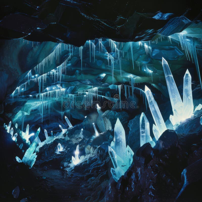 Inside Cave Blue Water Ice Hanging Ceiling Stock Photos - Free ...