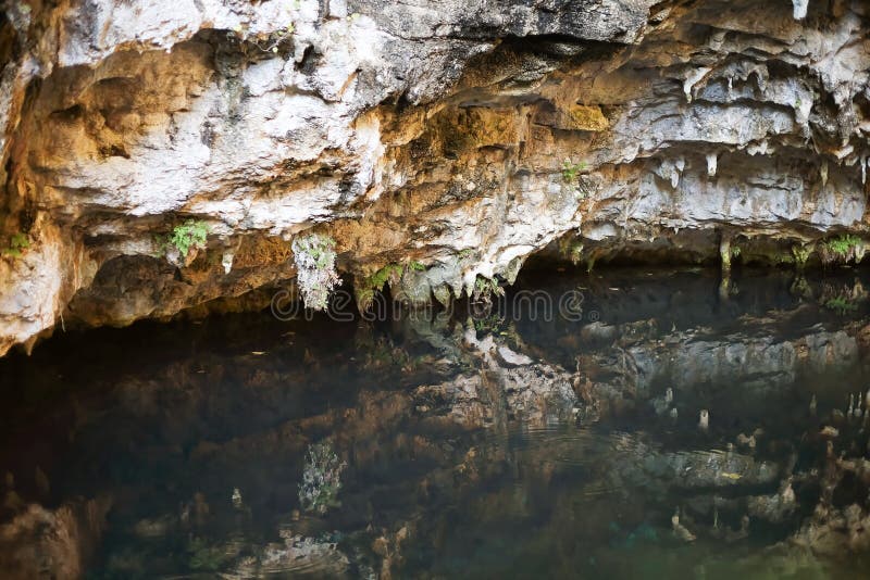 Cave Ceiling with Layered Rock Formations Stock Photo - Image of ...