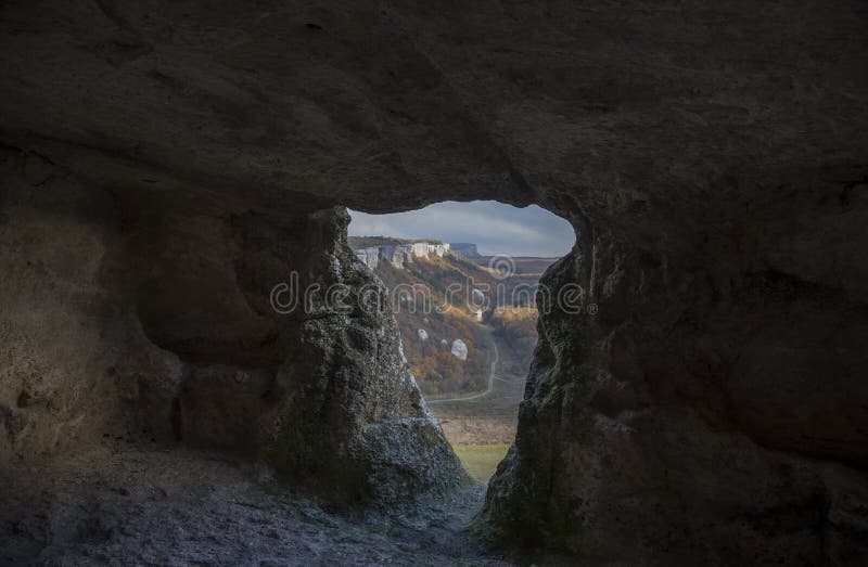 Cave City Eski-Kermen, Crimea Stock Photo - Image of house ...